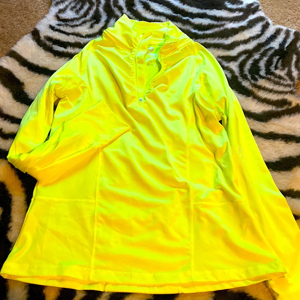 Neon Yellow Running Jacket With Zip Up Pocket On Back… - Gem